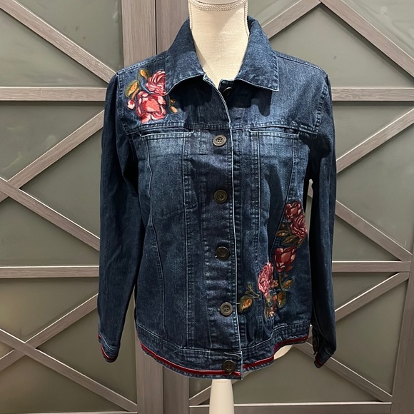 Hannah | Jackets & Coats | Hannah Denim Jacket With Floral Embroidery ...